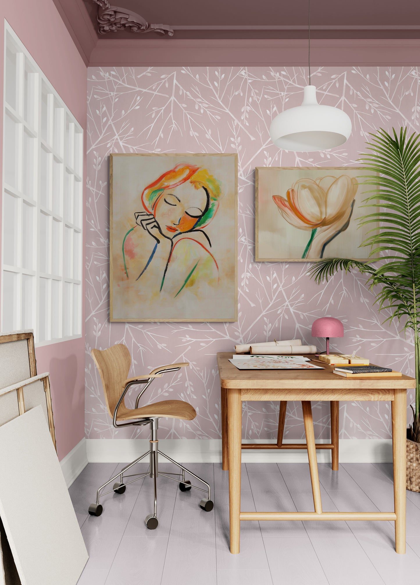 Large Pastel Woman Portrait Canvas – Calming Wall Art | MyselfMonArt