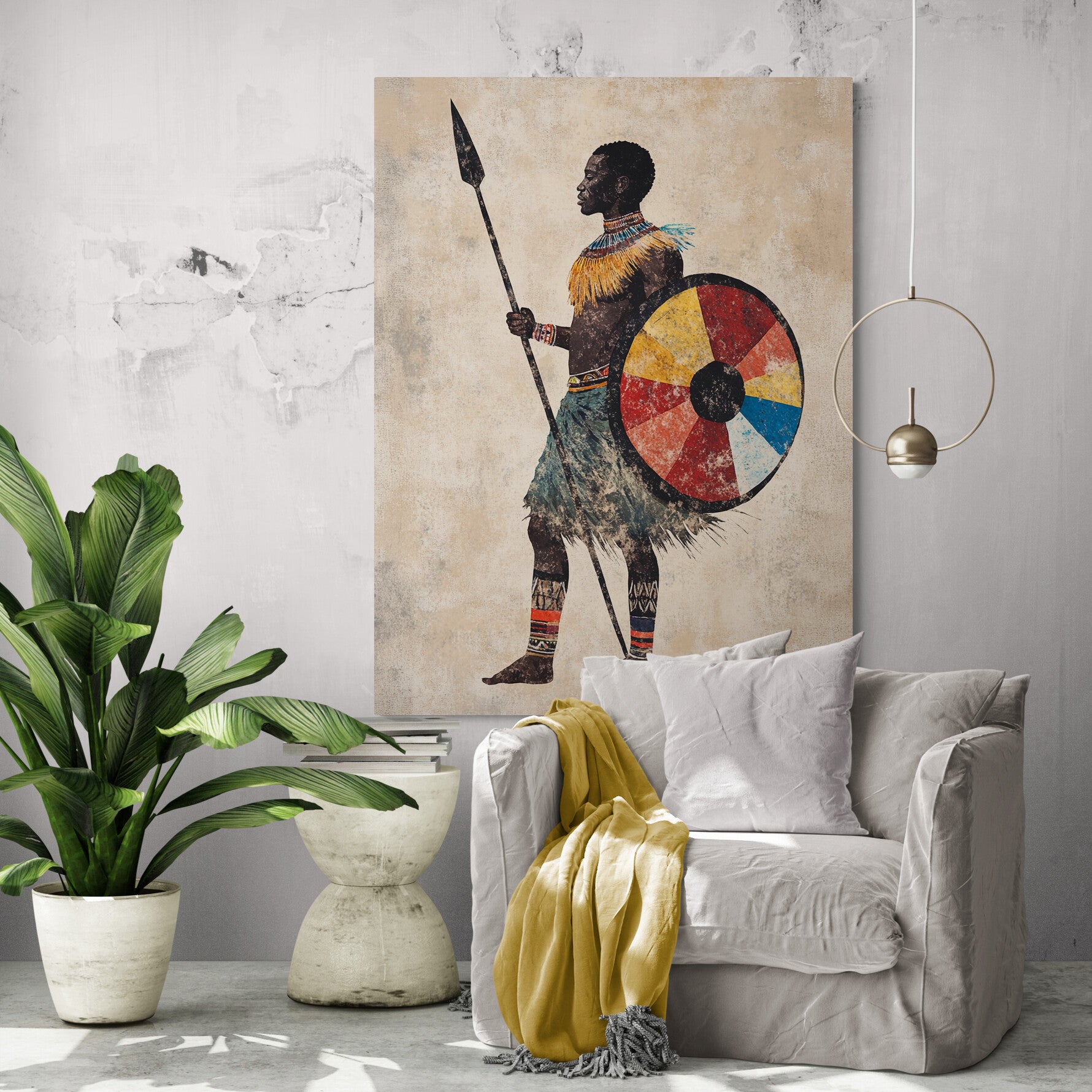 Symbole Du Guerrier Africain Redoutable Guerrier Du Soleil PSD,