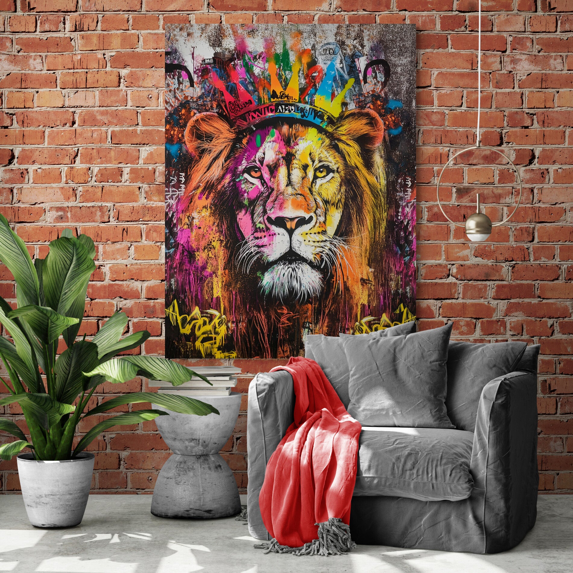 Tableau mural Félin urbain vibrant - MyselfMonArt