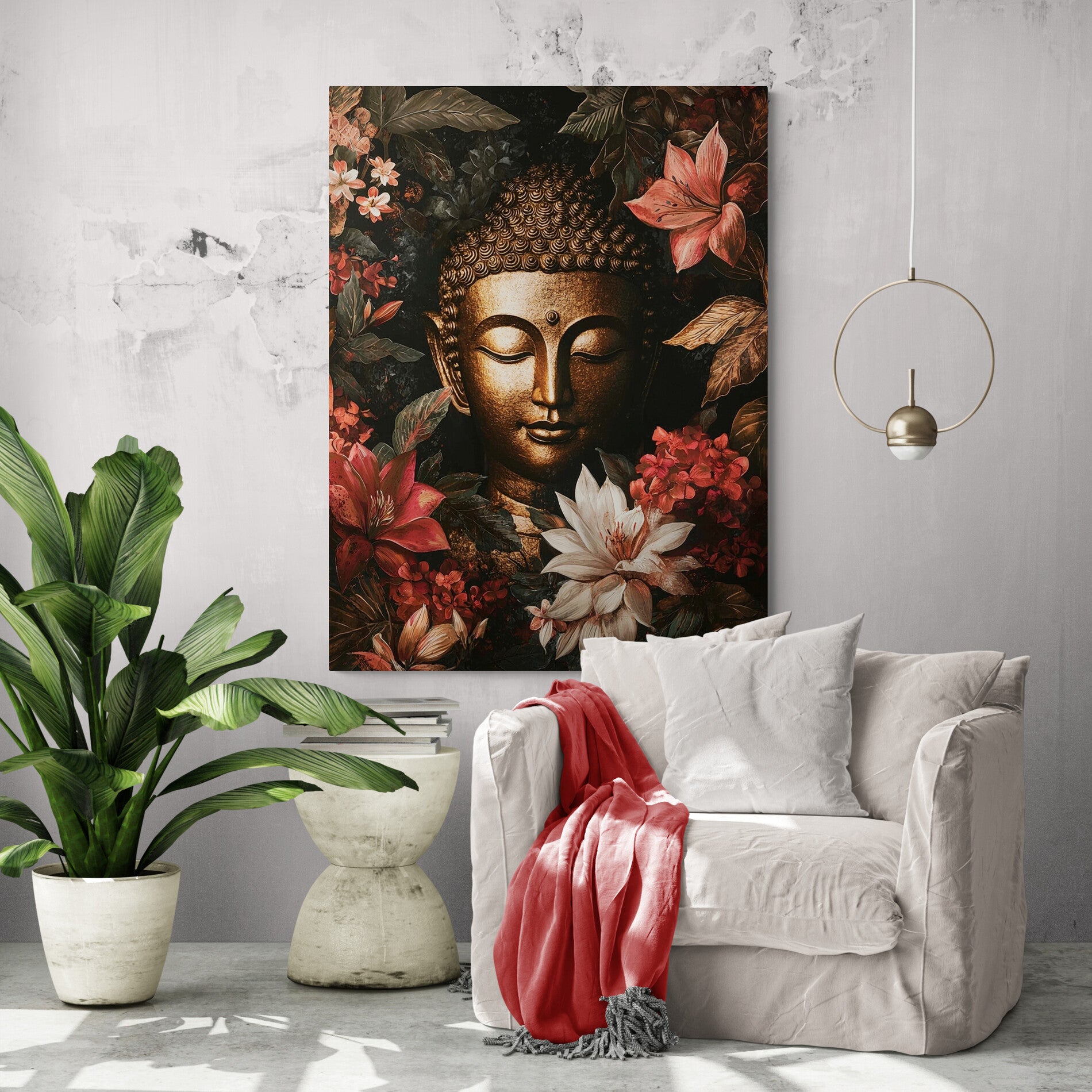 Toile décorative Art Bouddha floral apaisant - MyselfMonArt