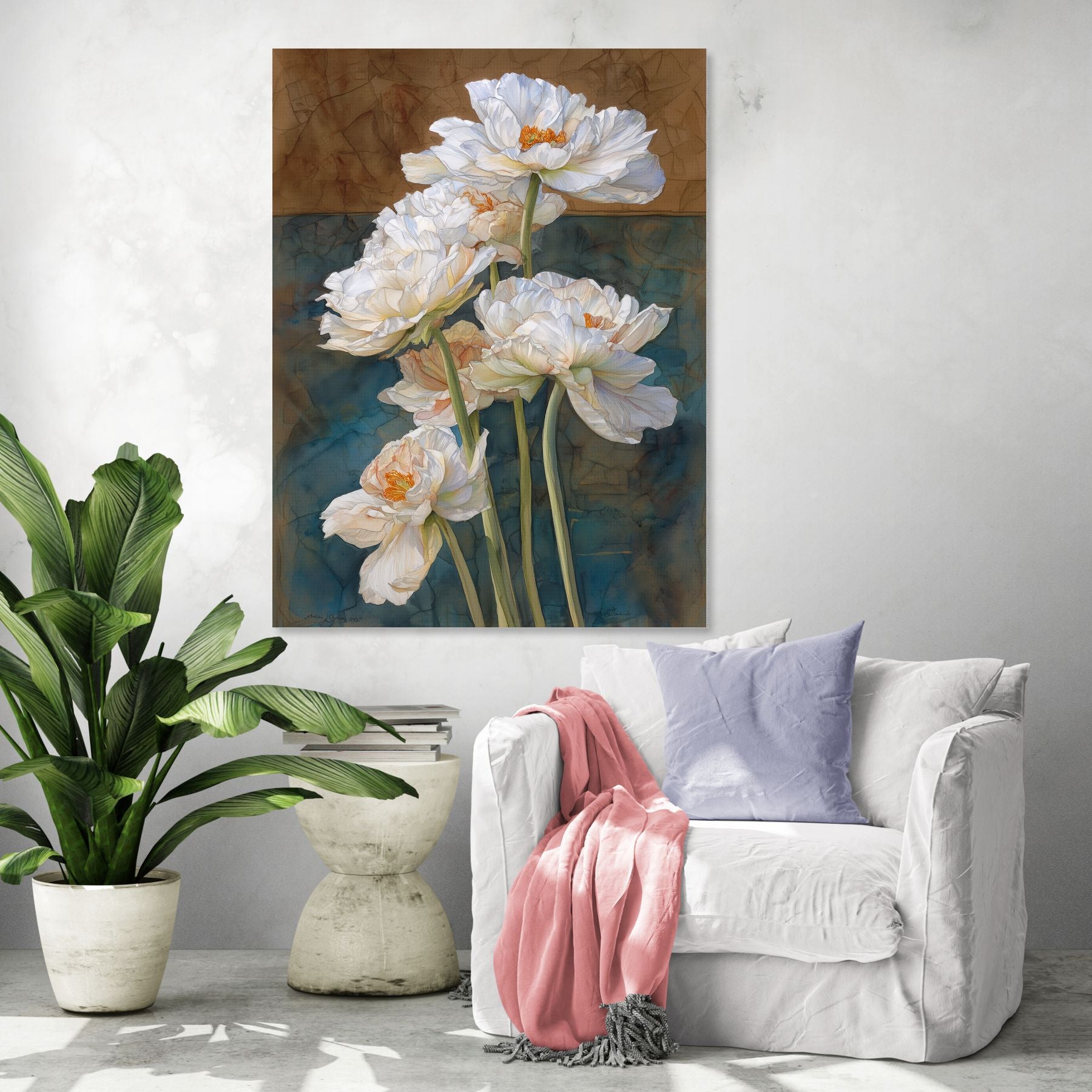 Tableau floral magnolia blanc, formats au choix - MyselfMonArt