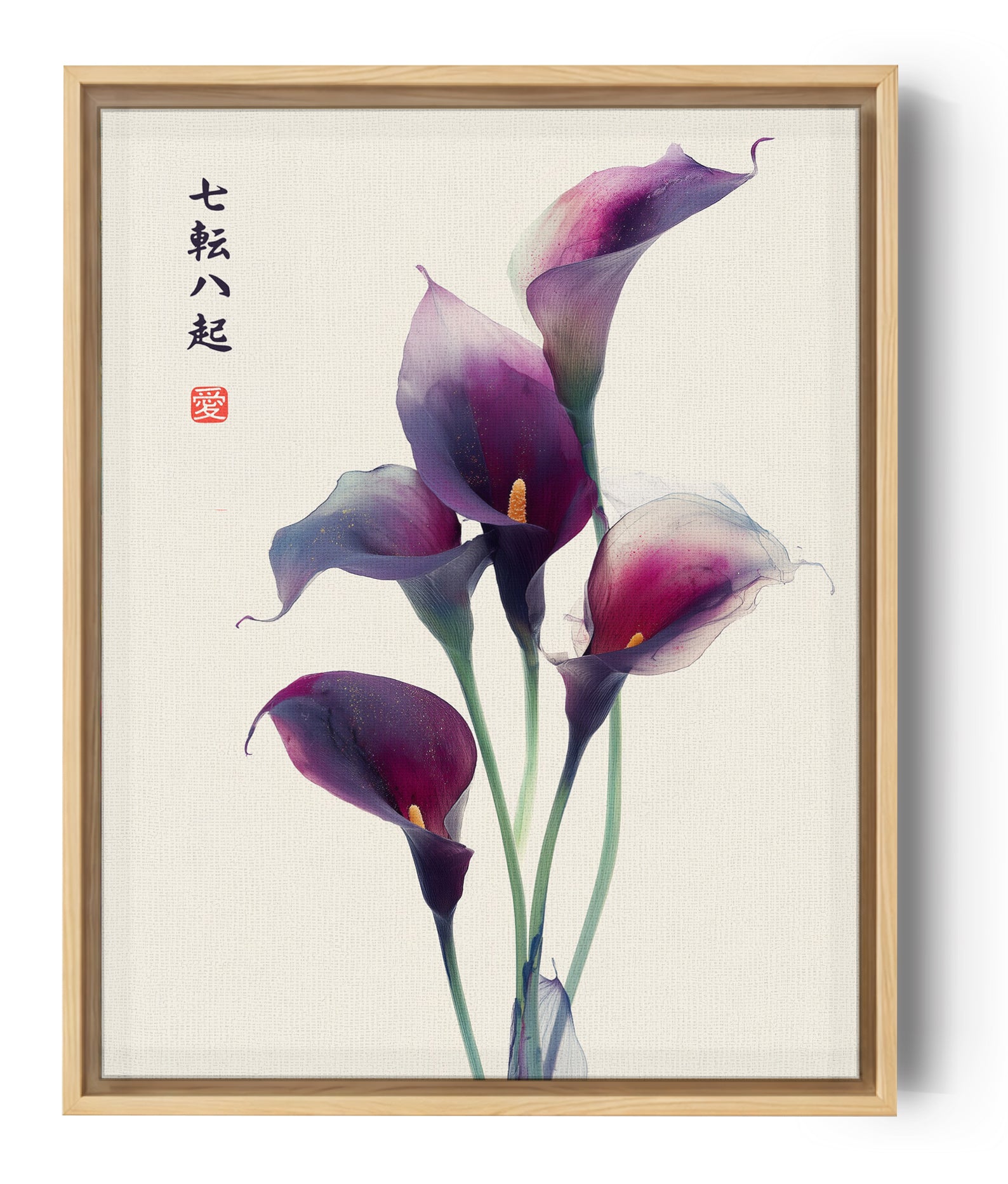 Calla Lily Watercolor Canvas Print, Zen Japanese Decor - MyselfMonArt
